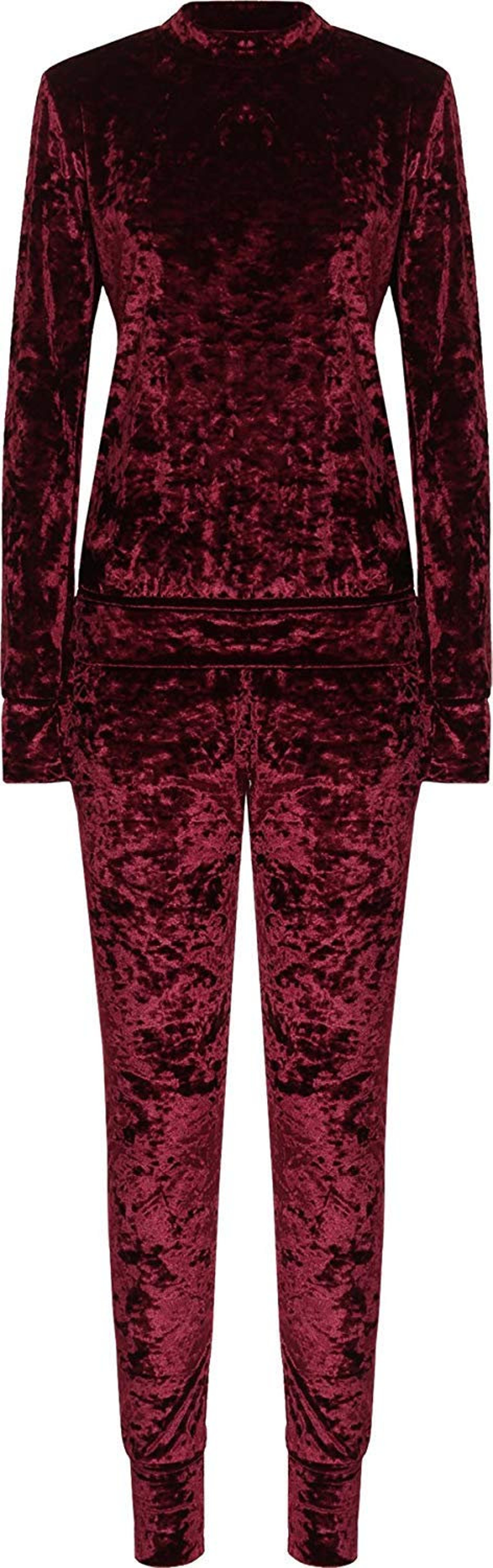 Women's Plus Velour Loungewear Set Ladies Long Sleeve Top Leggings ...