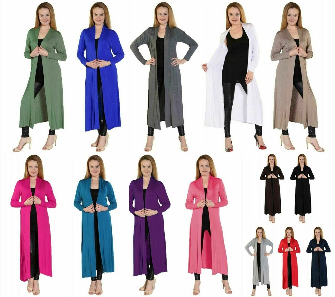 Ladies Maxi Long Length Boyfriend Open Cardigan Collared Top - Etsy