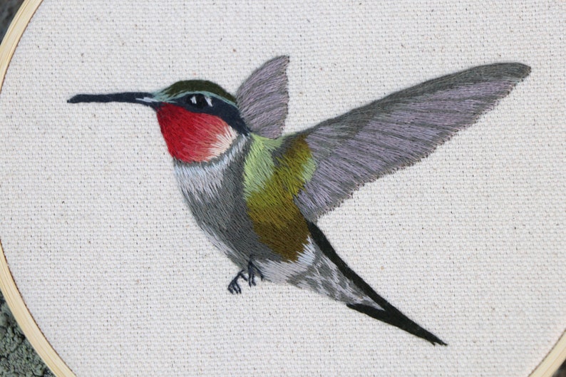 An Introduction to Thread Painting | Ruby-throated Hummingbird - Etsy