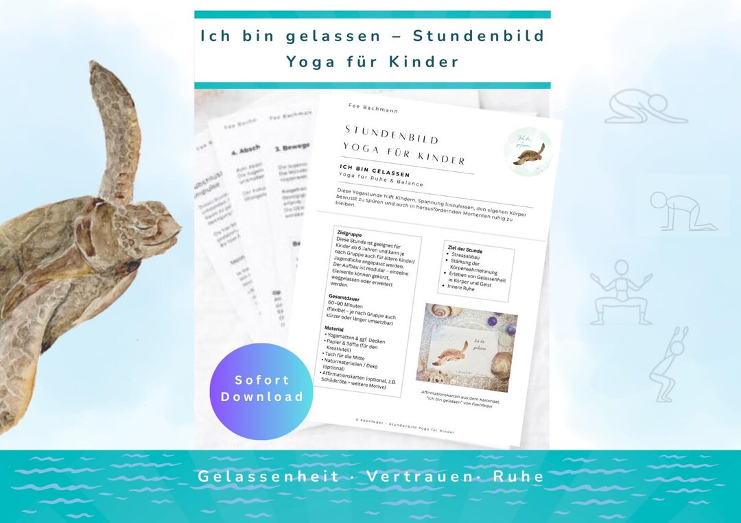 Children's Yoga Lesson Plan PDF | I Am Calm – Peace & Serenity | Turtle ...