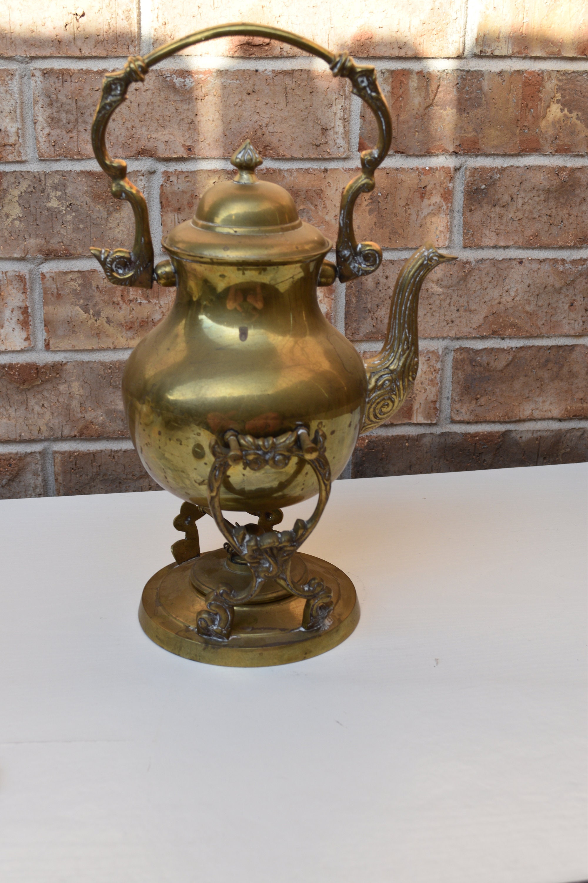 Vintage Brass Tipping Teapot With Burner and Stand - Etsy