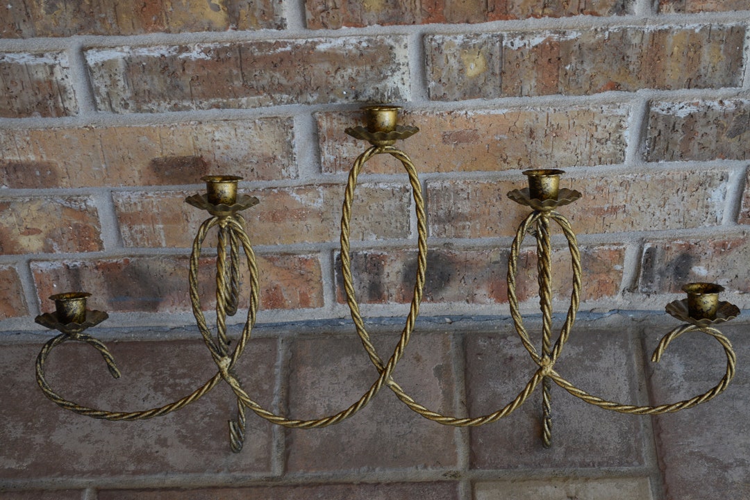 Home Interiors Candle Wall Sconce HOMCO Vintage Twisted Rope Hollywood ...