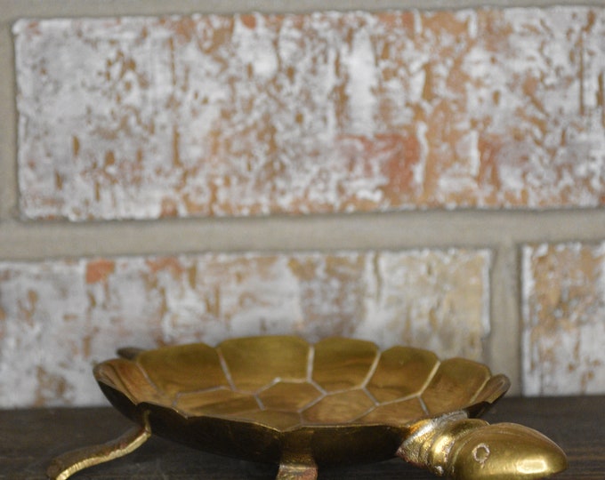 Vintage Brass Turtle Ash Tray Key Change Tray Trinket Dish Soap Dish ...