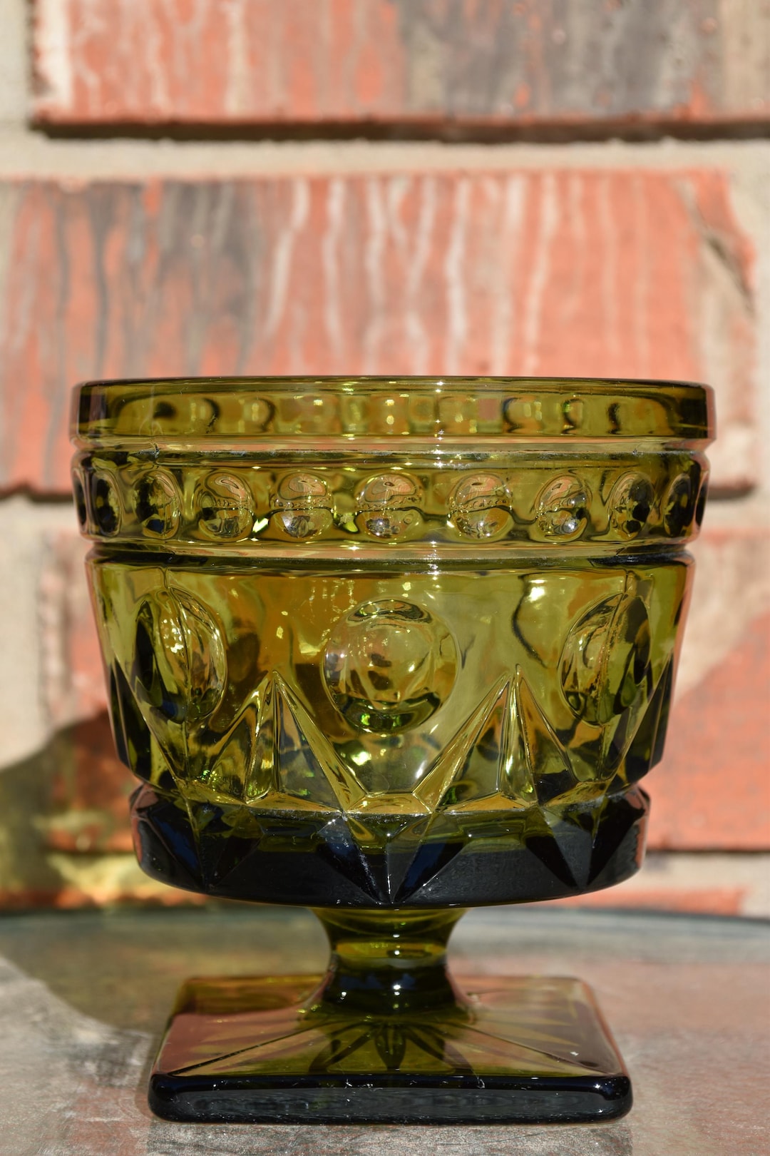 Indiana Colony Glass PARK LANE Green Open Candy Dish 4 1/4" H Square ...