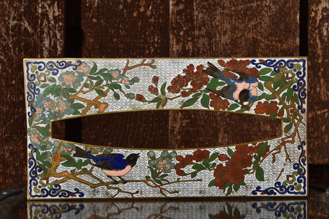 Chinese Cloisonne Tissue Box Cover Enamel Flowers and Birds - Etsy