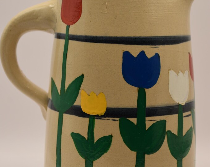 Vintage Tulip Pottery Pitcher - Etsy