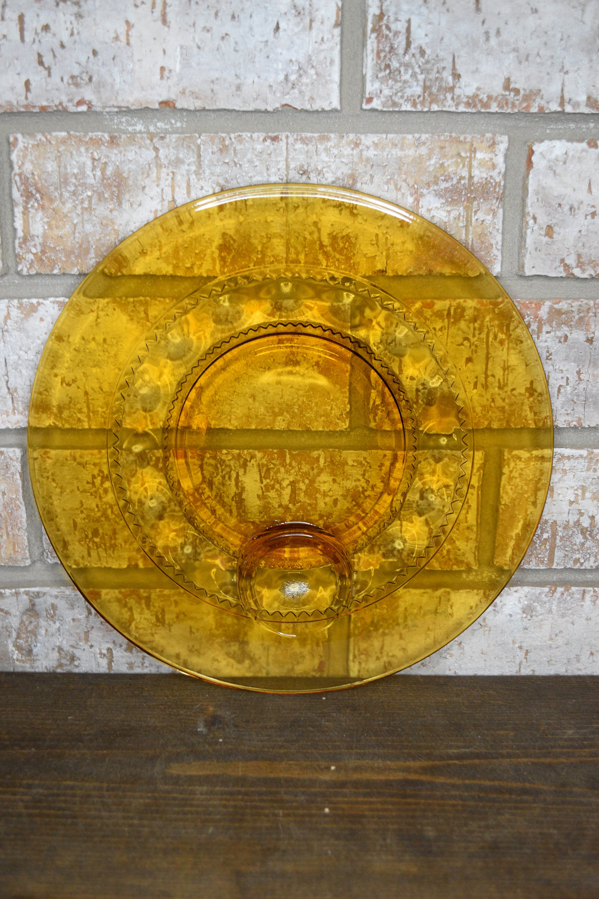 Vintage Indiana Glass KINGS CROWN Thumbprint Amber Luncheon Plates Set ...