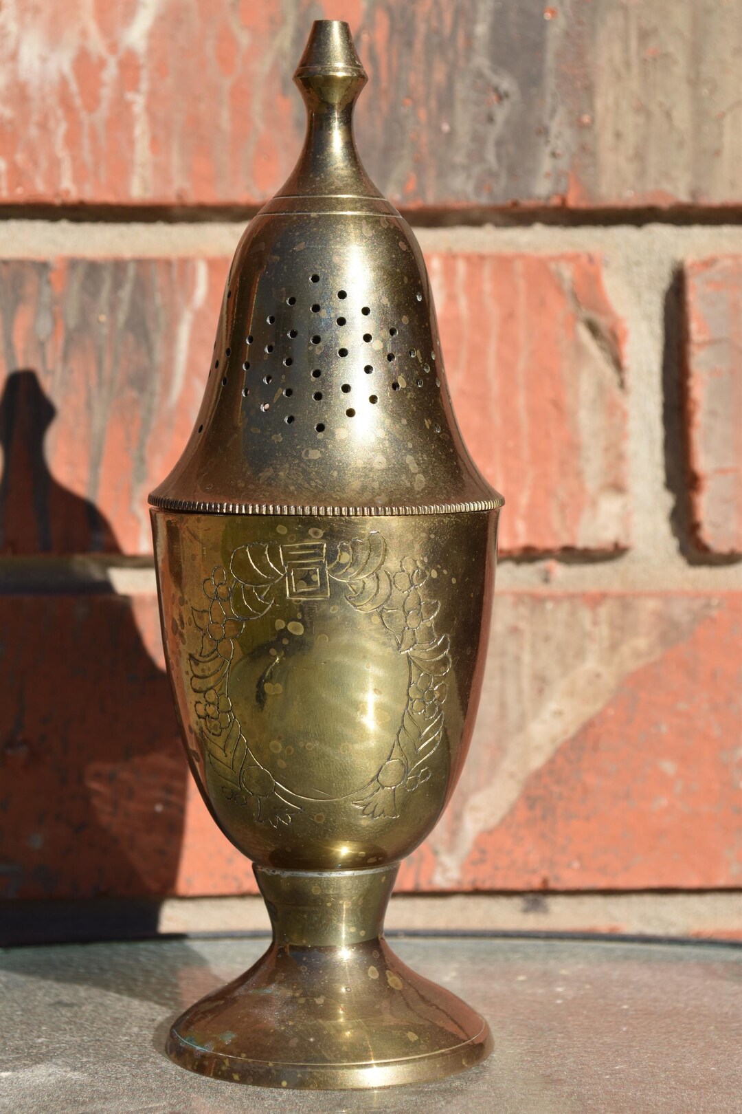 Vintage Brass Muffineer Sugar Shaker W Ornate Design Made in India - Etsy