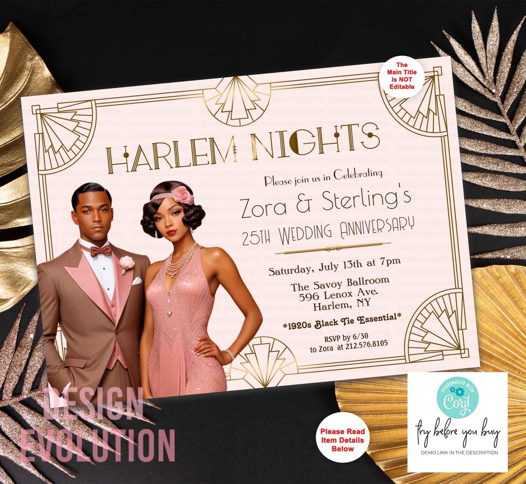Harlem Nights Invitation: 1920s Jazz Age, African American Event ...