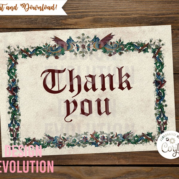 Renaissance Thank You Cards - Etsy