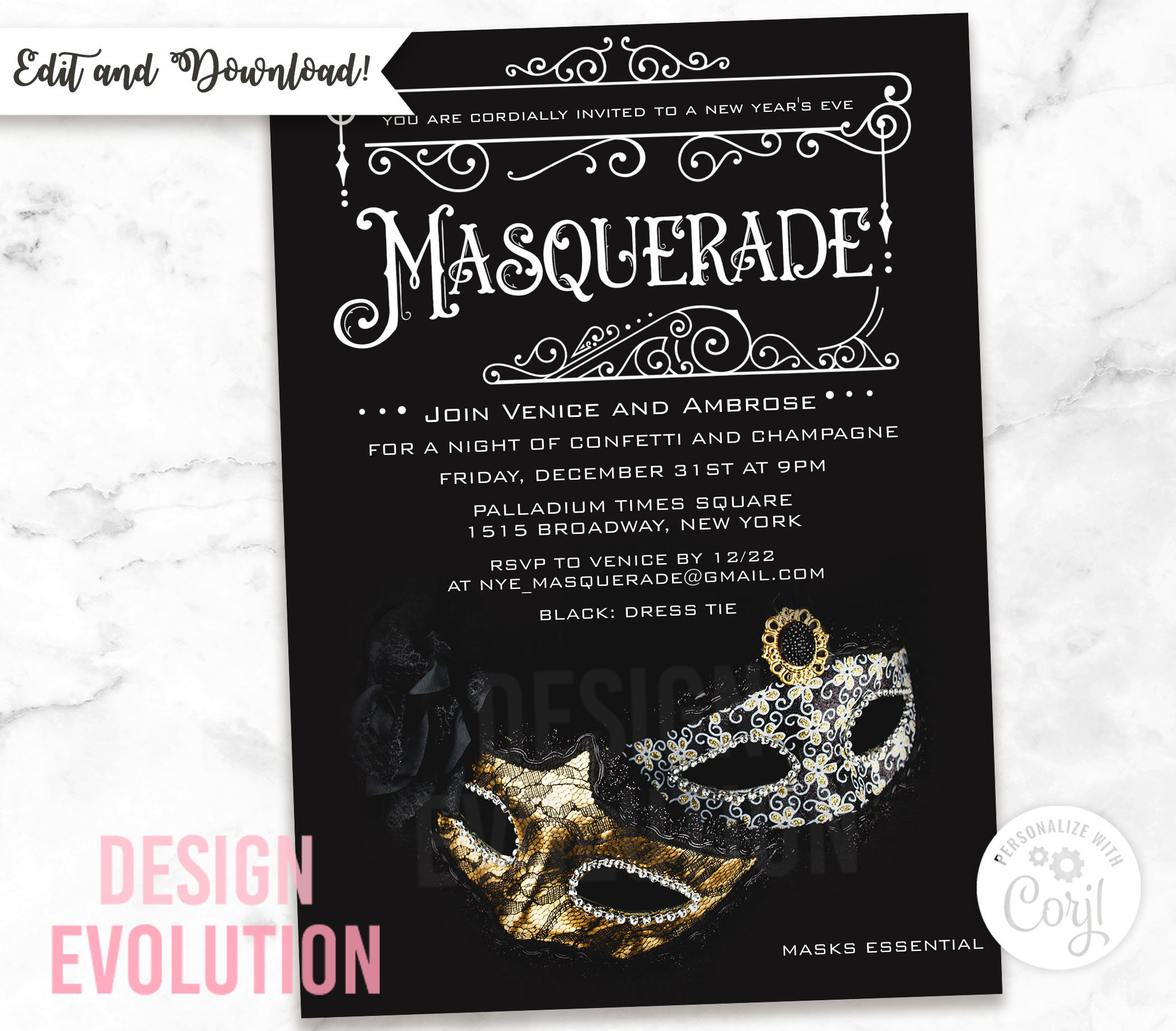 Venetian Masquerade Ball Invitations