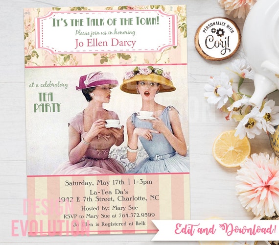 Vintage Tea Party Invitations
