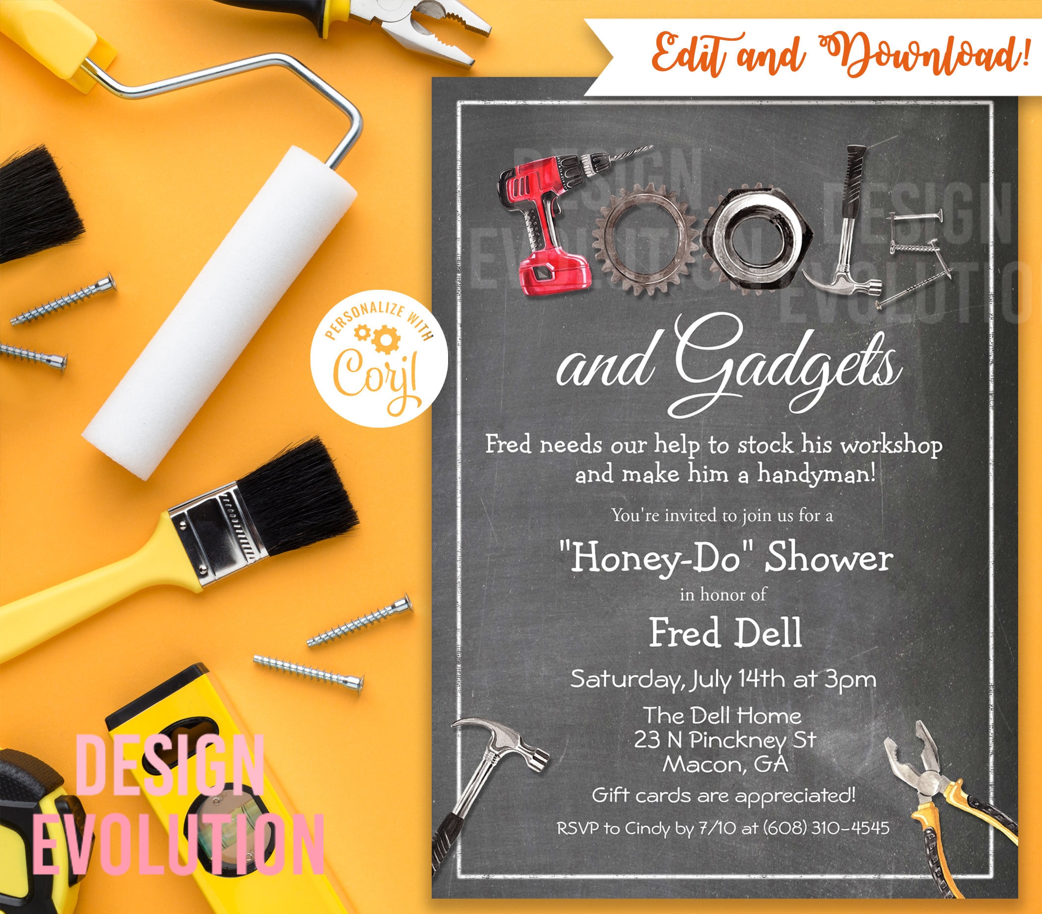 TRY THE DEMO Honey Do Shower Tool Party Tool Shower Tools | Etsy