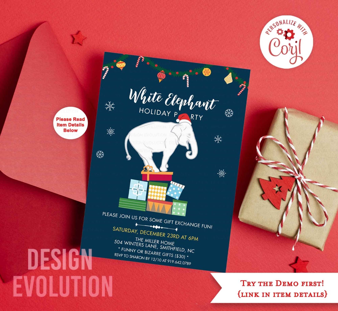 White Elephant Holiday Party Invitation (digital Download) - Etsy