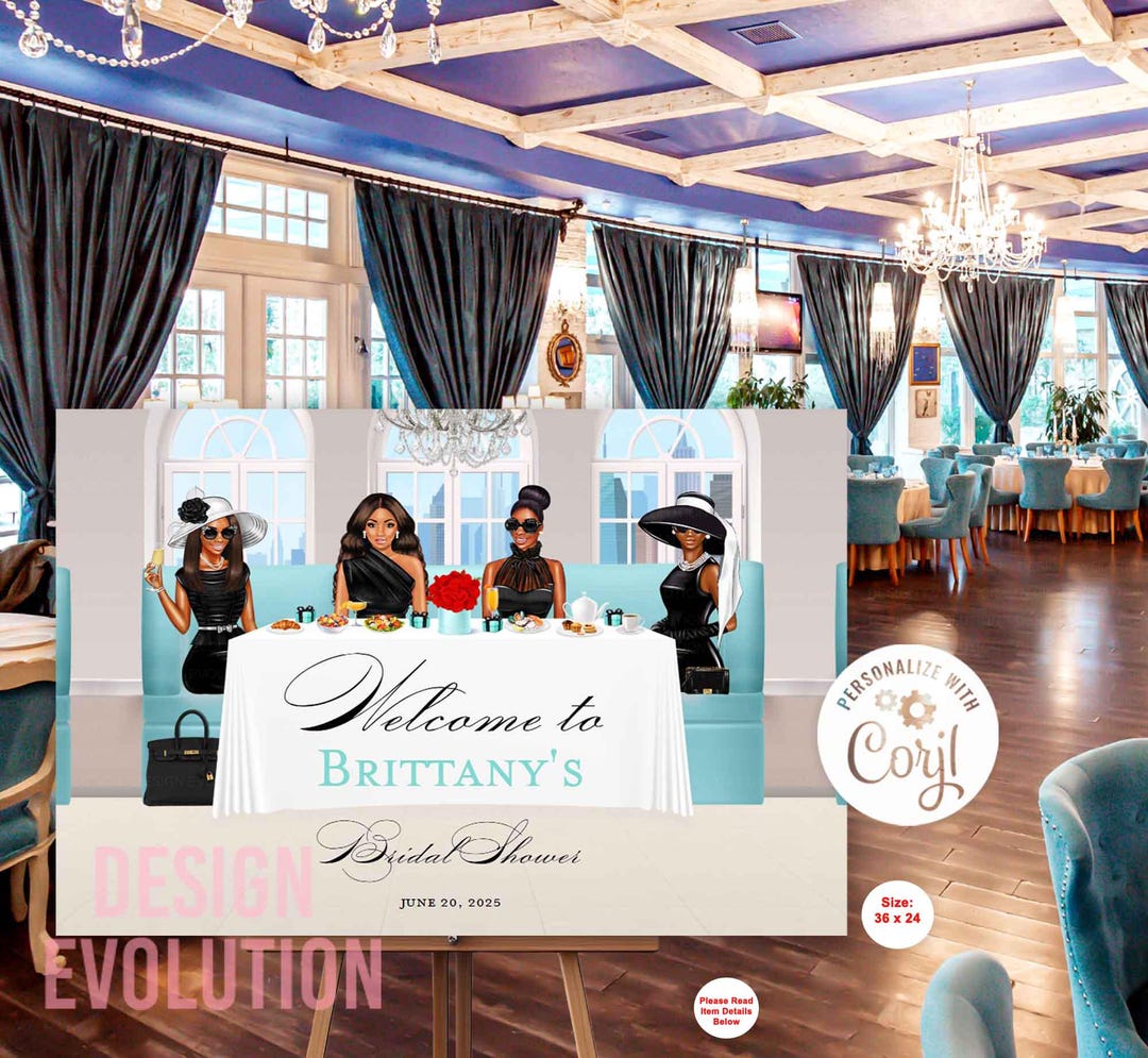 African American Bridal Shower Welcome Sign: Little Black Dress Theme ...