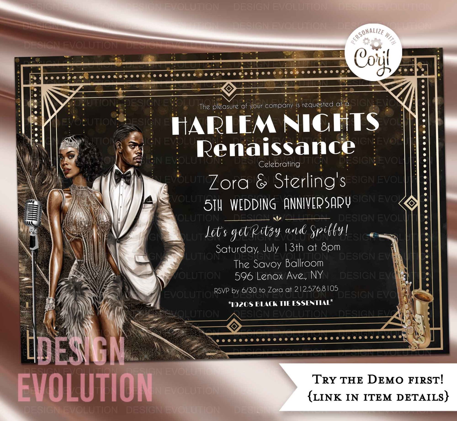 Harlem Nights Invitation: 1920s Jazz Age, African American Event ...