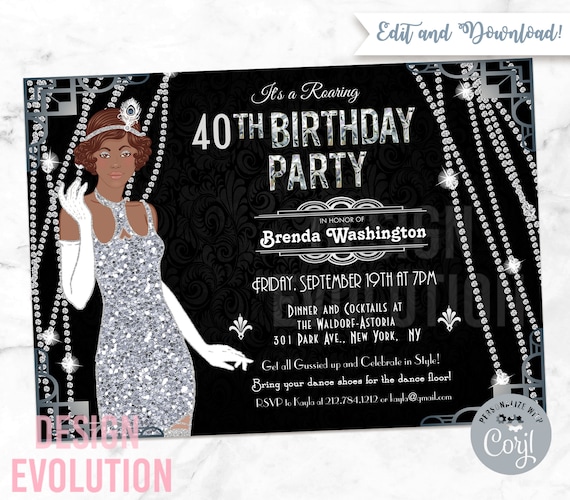 1920s Flapper Gatsby Invitation Download Free And Editable Great