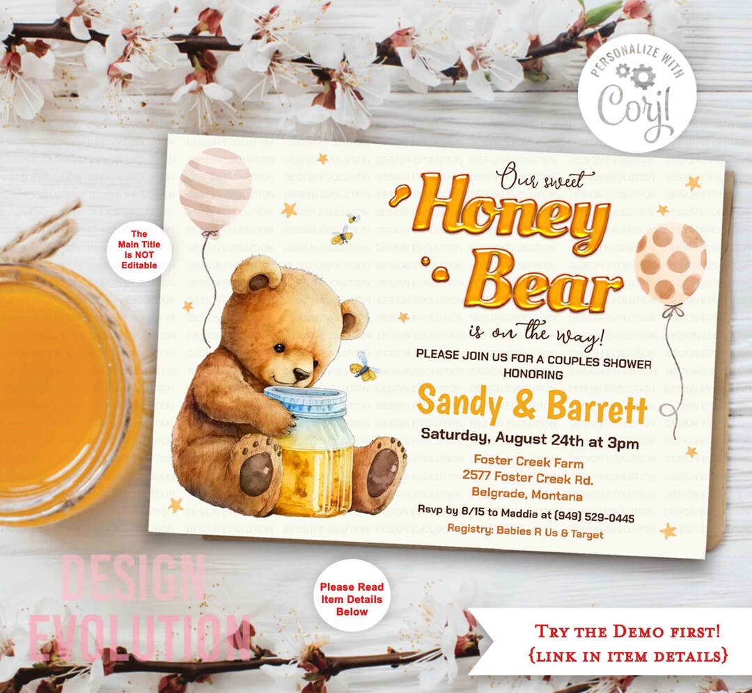 TRY THE DEMO Cute Honey Bear Teddy Bear Sweet Watercolor Honey Jar ...