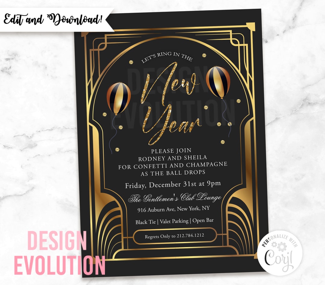 TRY THE DEMO New Year's Eve Art Deco Great Gatsby Style - Etsy
