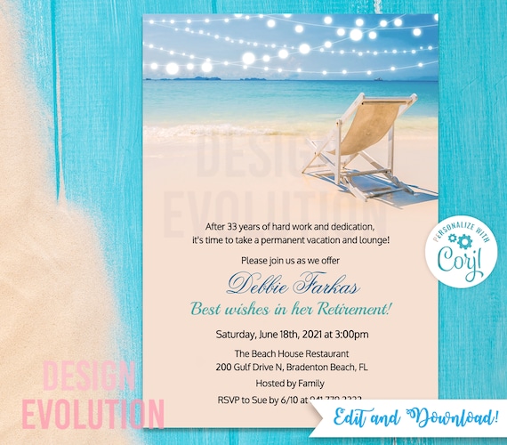 Beach Retirement Party Invitations Template