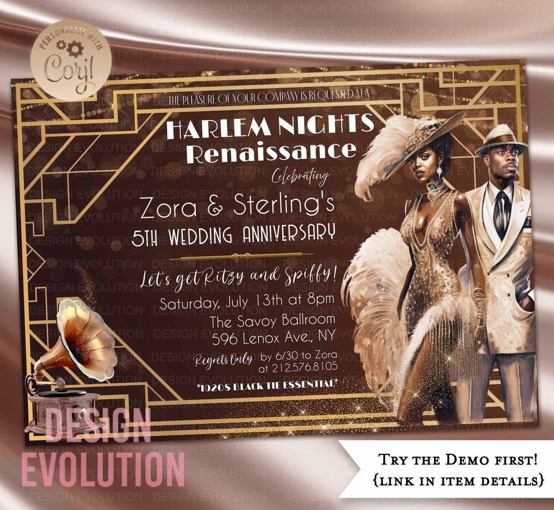 Harlem Nights Invitation: 1920s Jazz Age, African American Event ...