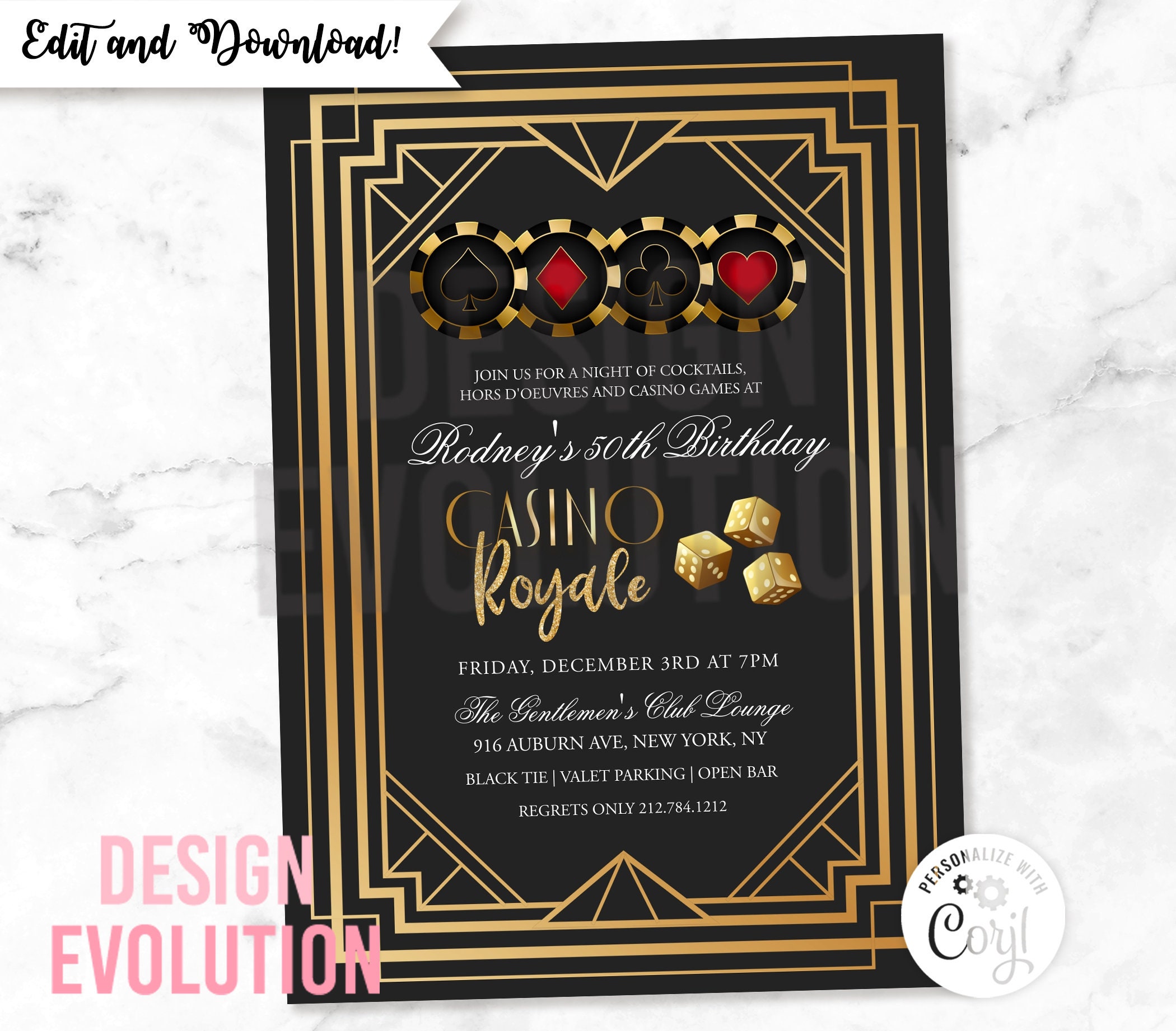 Casino Royale Theme Party Invitations