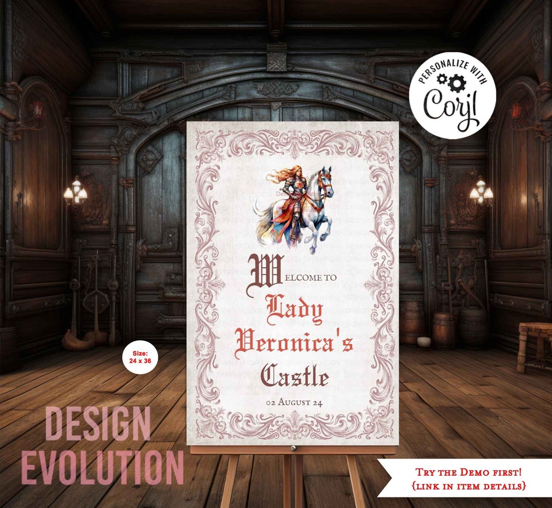 Medieval Welcome Sign: Renaissance Knight Wedding Seating Chart (24x36 ...