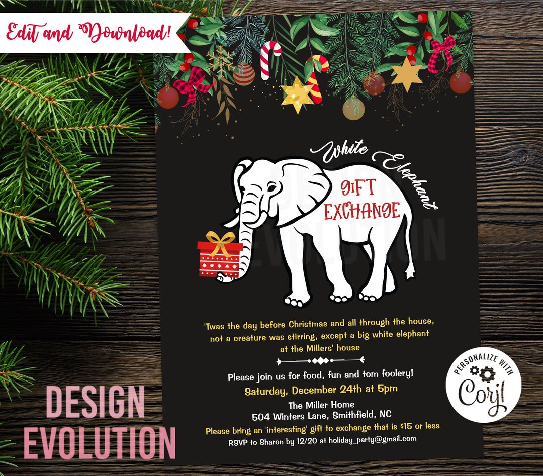 TRY DEMO FIRST White Elephant Gift Exchange Holiday Winter Christmas ...