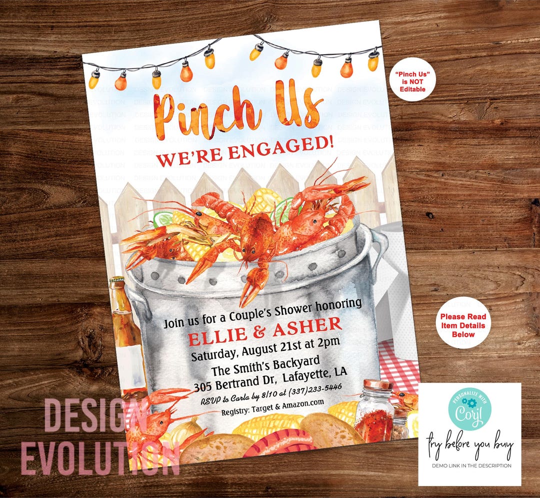 TRY DEMO FIRST - Crawfish Boil Couples Shower Pinch Us Engagement ...