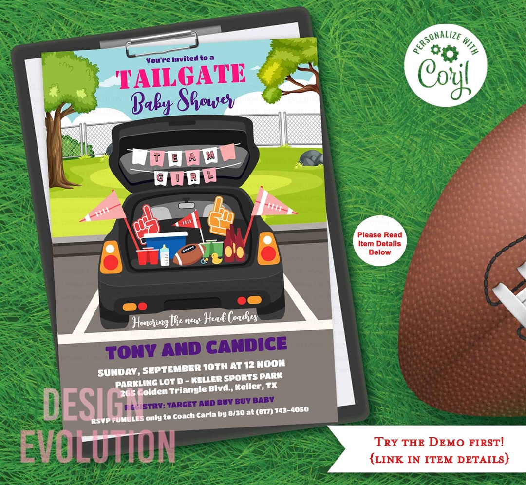 Tailgate Baby Shower Invitation: Football Party (Digital Download ...