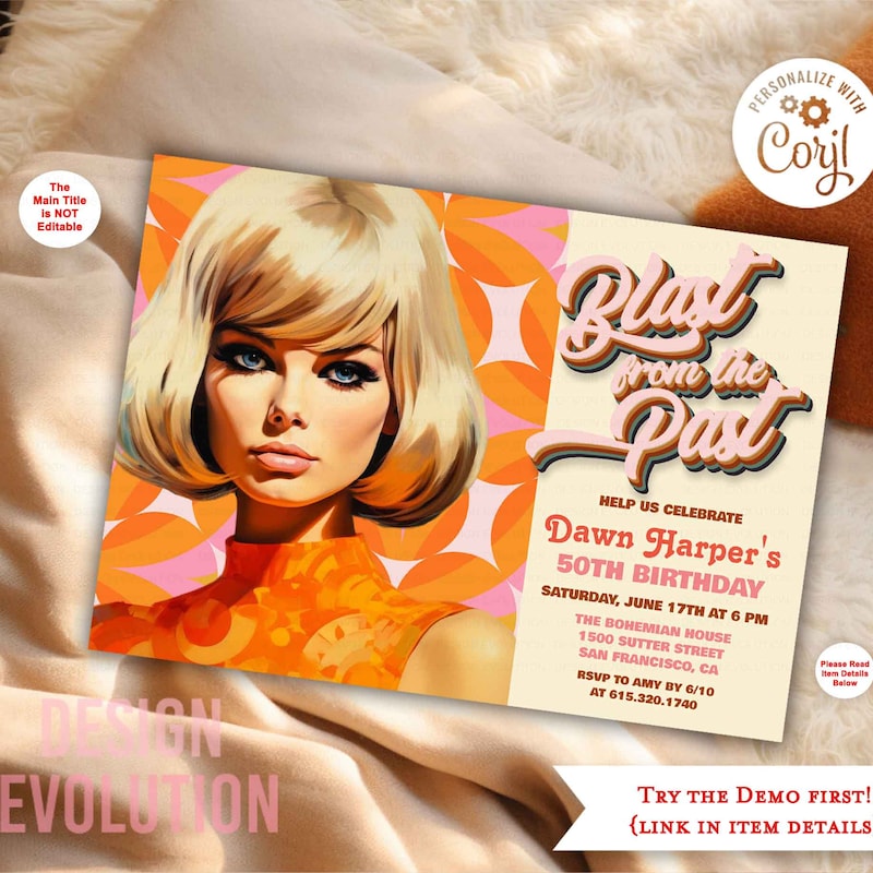 60s Party Invitation - Etsy