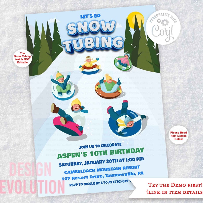 Tubing Digital Invitation - Etsy