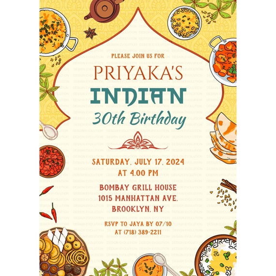 Indian Dinner Invitation Amazon.com: Custom Party Invitation