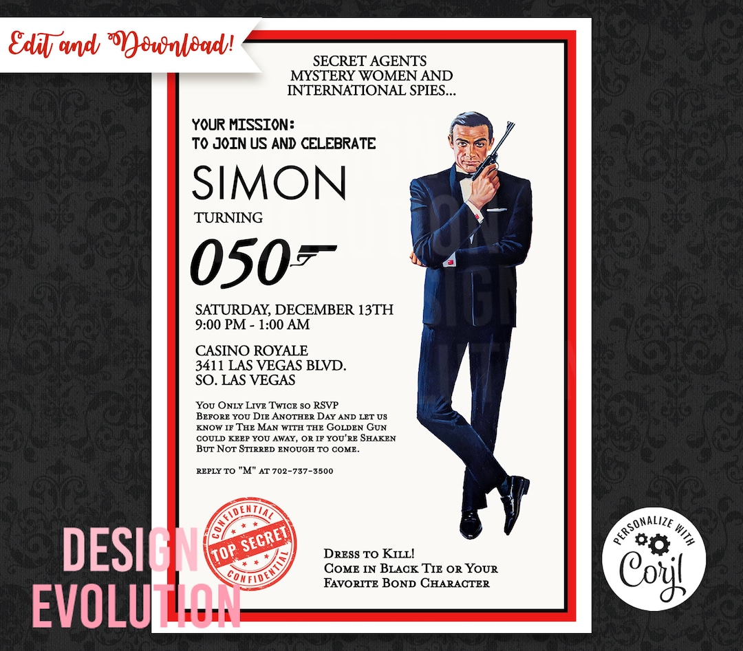 Retro Secret Agent Birthday Invitation: Spy Theme (digital Download) - Etsy