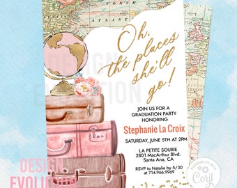 Travel Theme Graduation Party Invitation College Graduation - Etsy