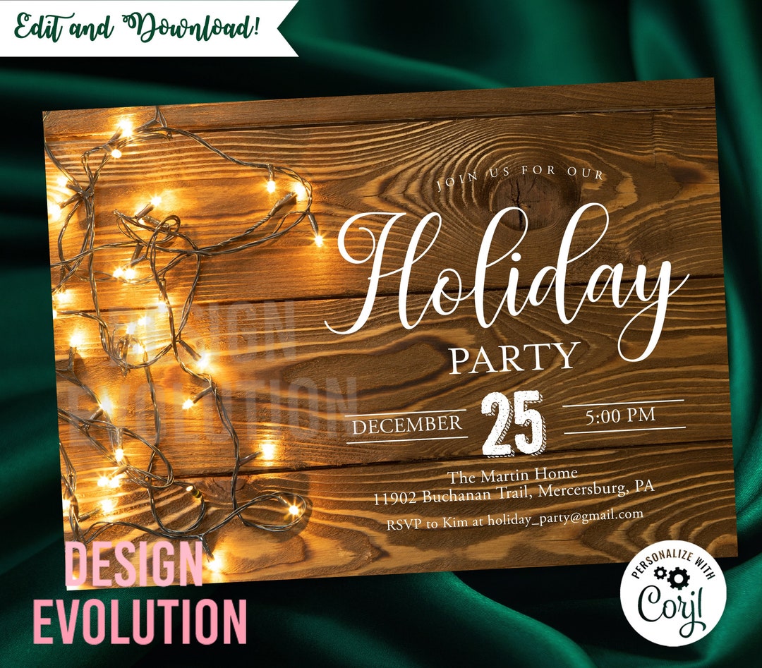 TRY DEMO FIRST - Holiday Winter Christmas Party String Lights Rustic ...