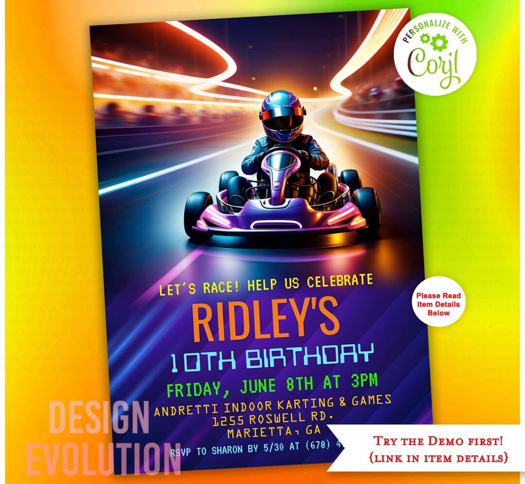 TRY DEMO FIRST Go-kart Racing Birthday Go Kart Party Go Cart Racing ...