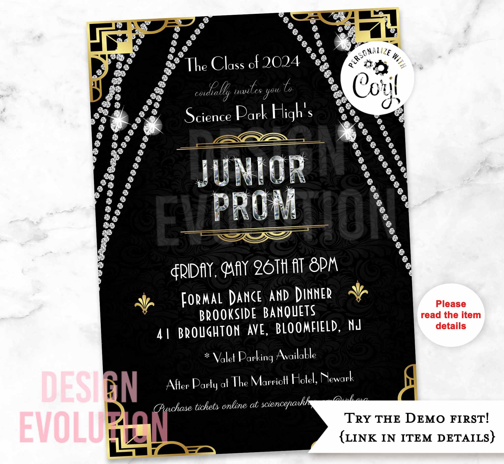 Roaring 20s Prom Invitations