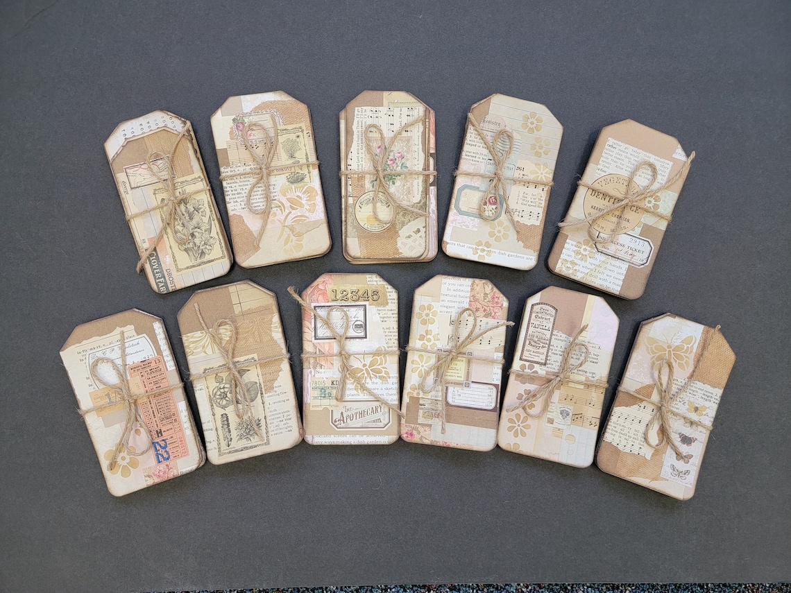 Junk Journal Tags, Handmade, One-of-a-kind, Collaged. - Etsy