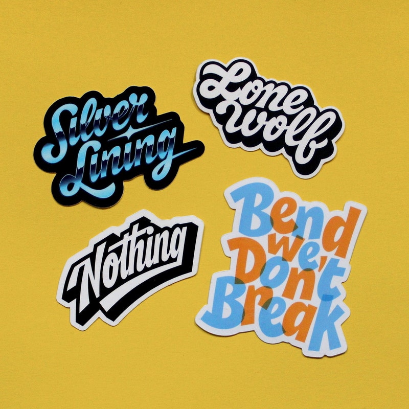 Typography Stickers - Etsy