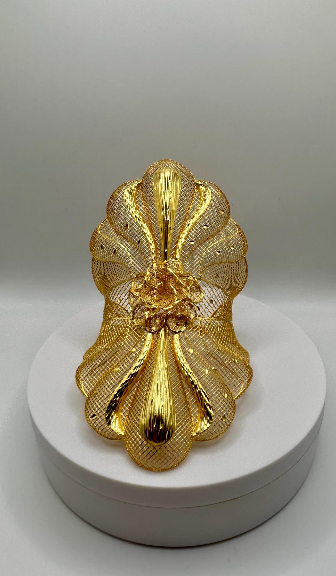 22K Gold Plated Floral Cuff Bracelet: Turkish Bridal Bangle - Etsy