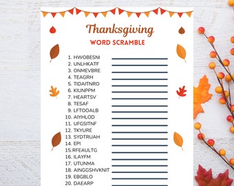 Words From Thanksgiving Game, Printable Game That's Fun to Play With ...
