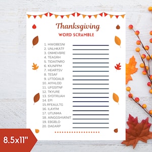 Thanksgiving Word Scramble Game, Printable Game That's Fun to Play With ...