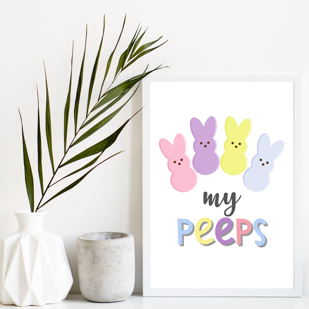 My Peeps Printable Easter Wall Art, Cute Pastel Easter Wall Decor ...