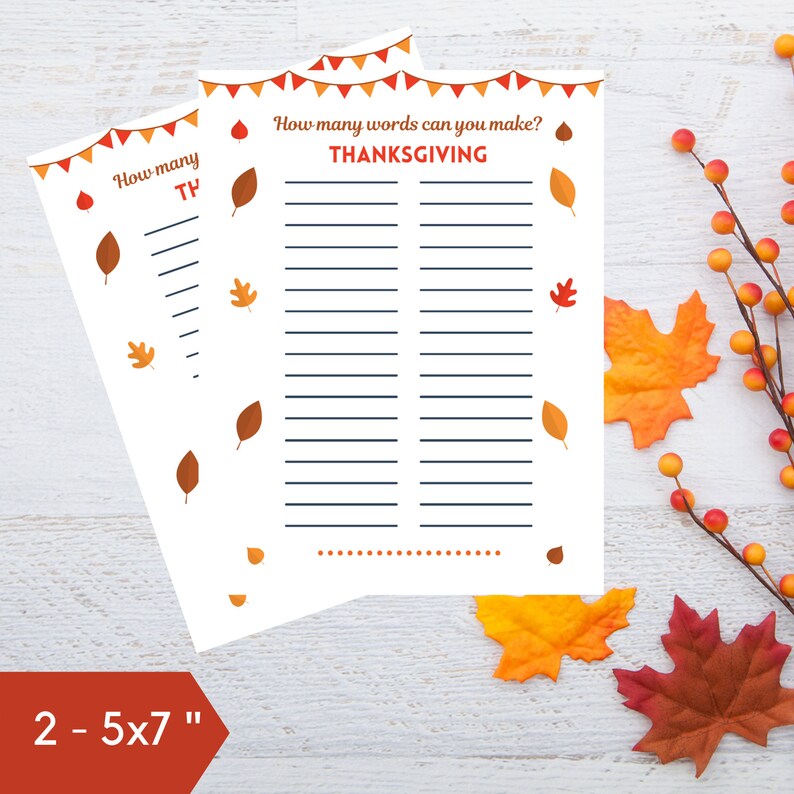 Words From Thanksgiving Game, Printable Game That's Fun to Play With ...