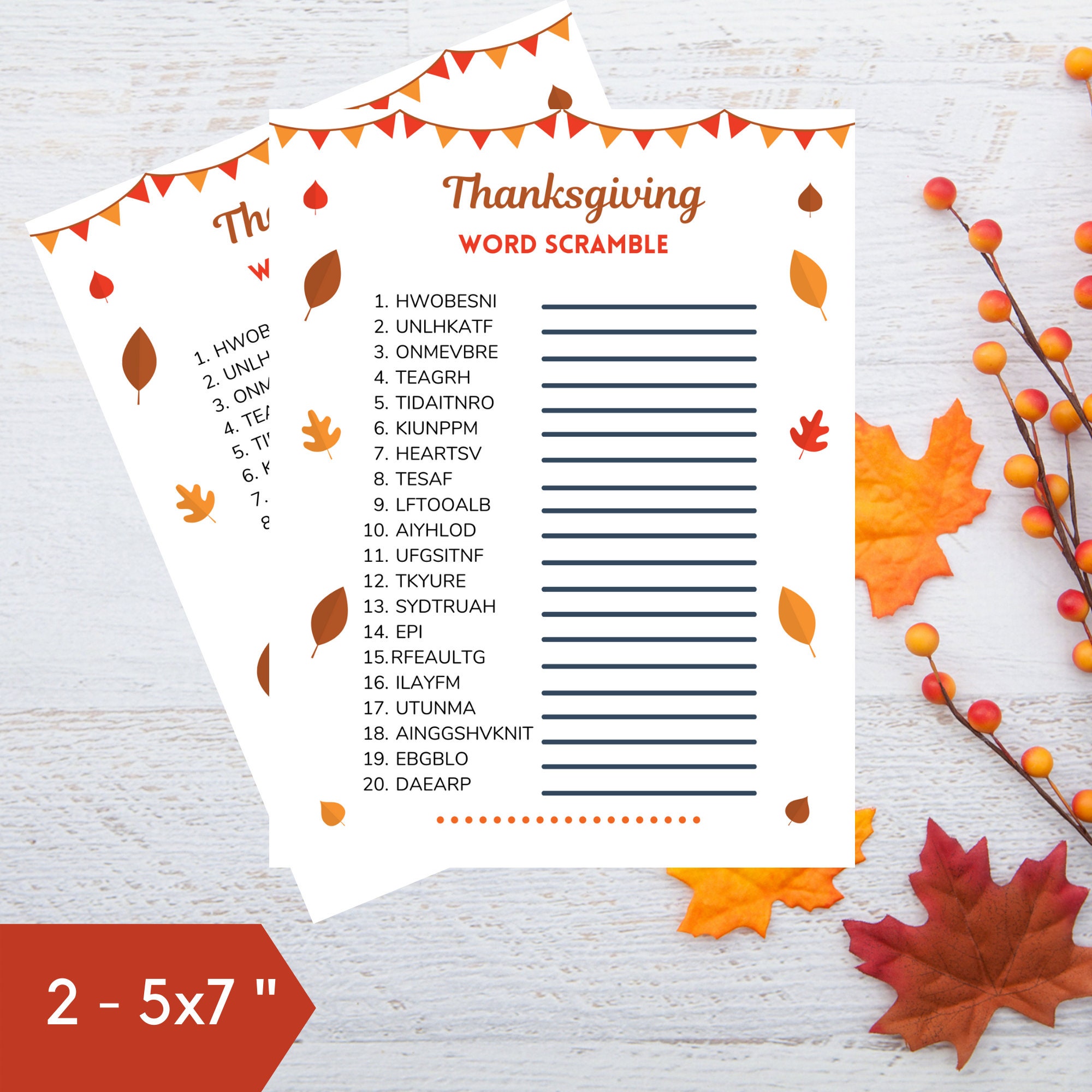 Thanksgiving Word Scramble Game, Printable Game That's Fun to Play With ...