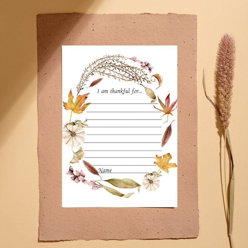 Thanksgiving List - I Am Thankful For... Printable Gratitude Card for ...