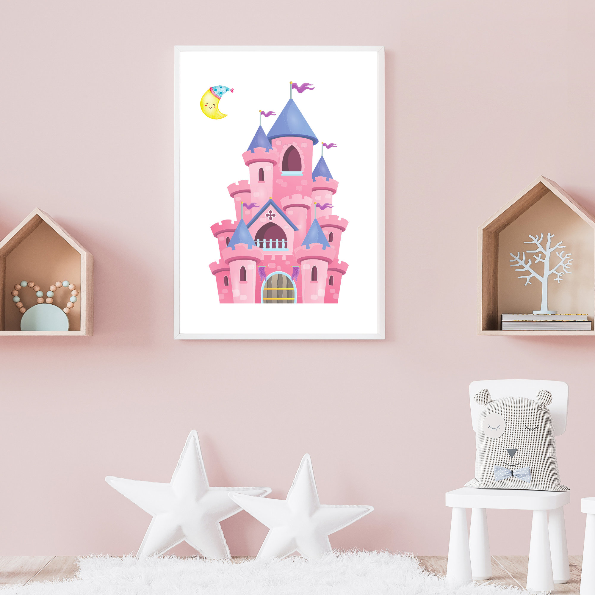 Pink and Purple Princess Castle Printable, Girls Princess Castle ...