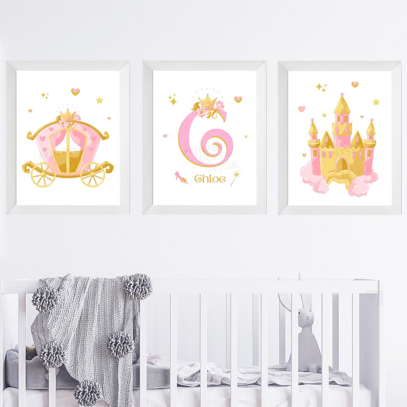 Personalized Princess Prints With Princess Carriage and Princess Castle ...