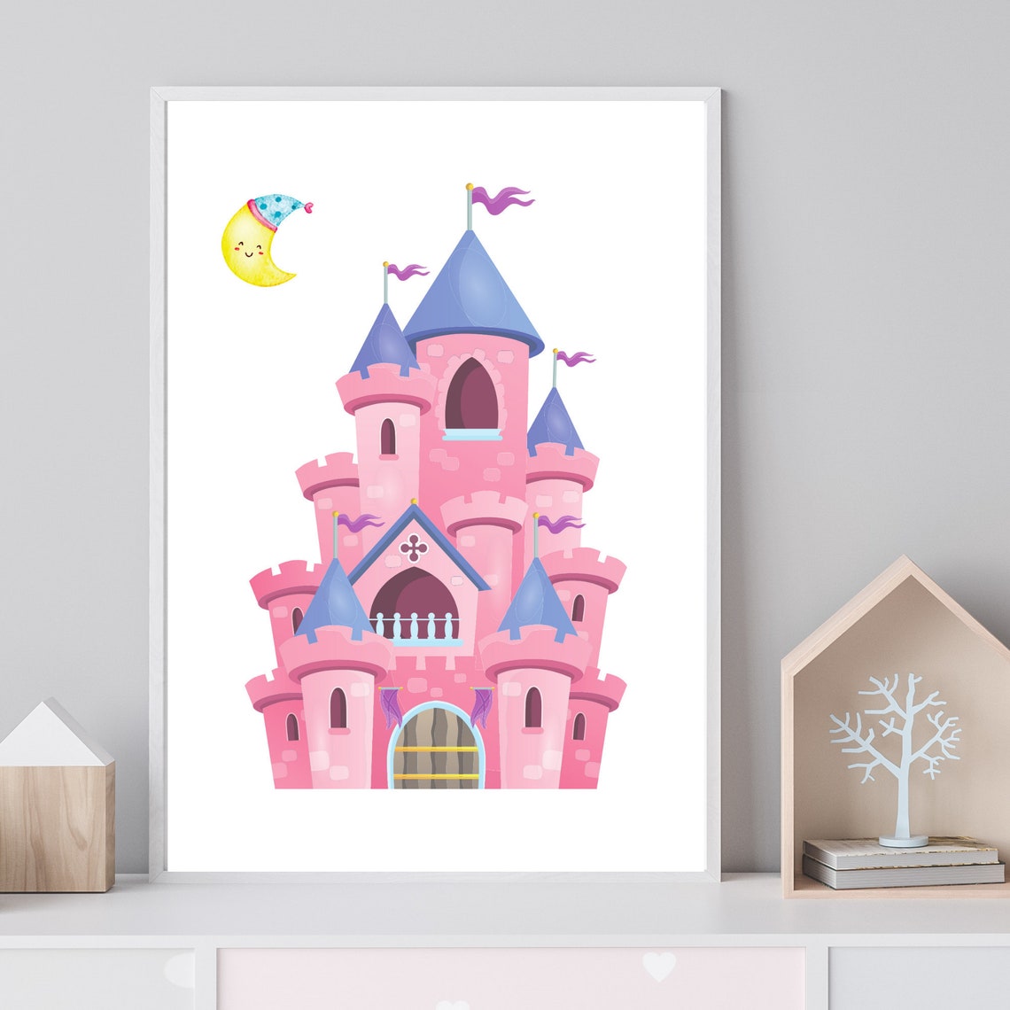 Pink and Purple Princess Castle Printable, Girls Princess Castle ...